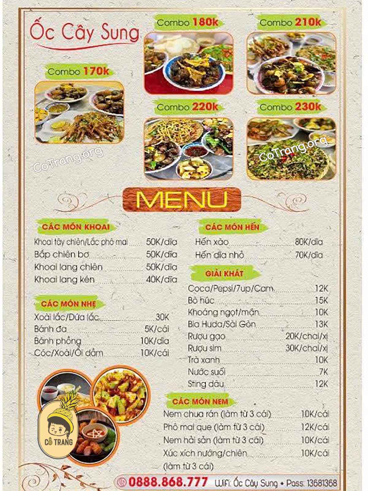 Ốc Cây Sung - Quán ốc ngon và đông khách tại Đồng Hới, menu, review