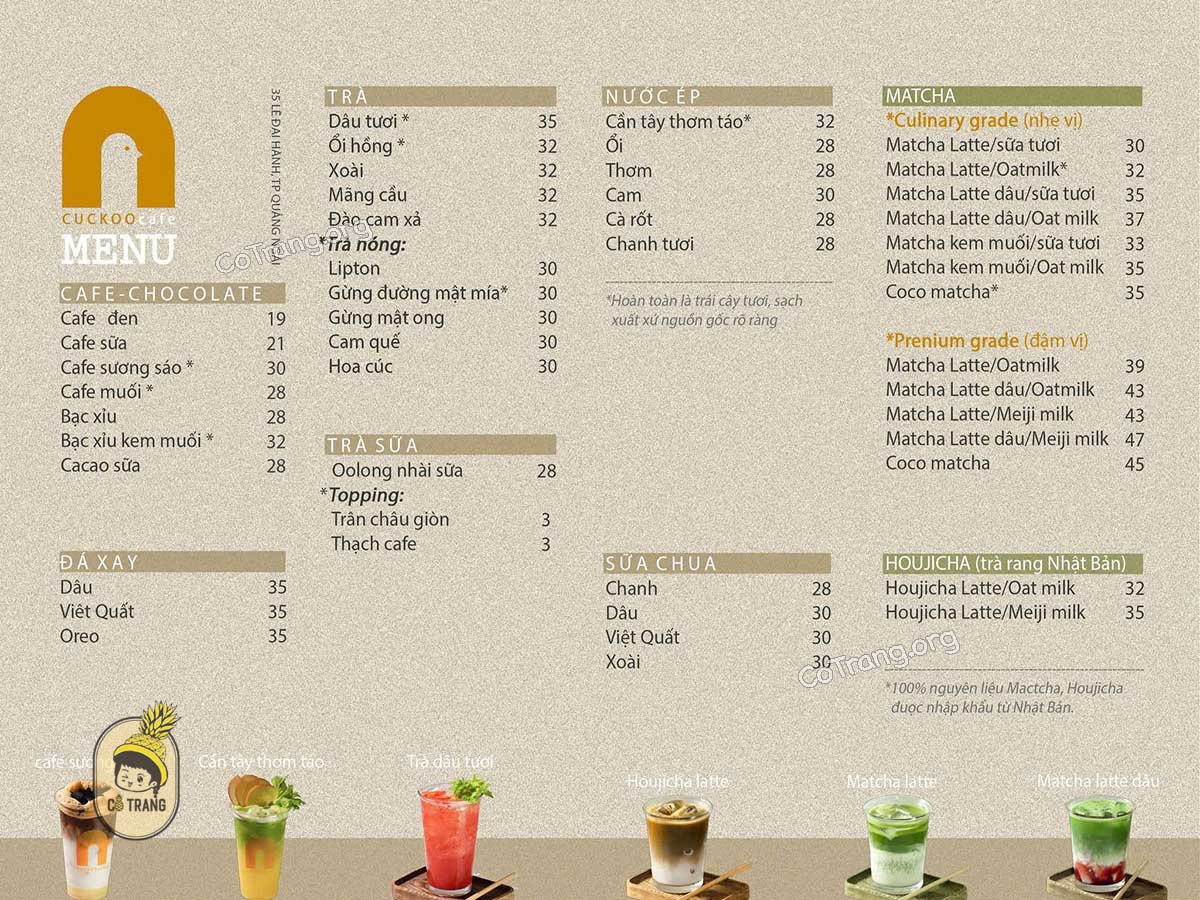 Cuckoo Cafe Quảng Ngãi - Chốn Chill bình yên và nhẹ nhàng, menu, review