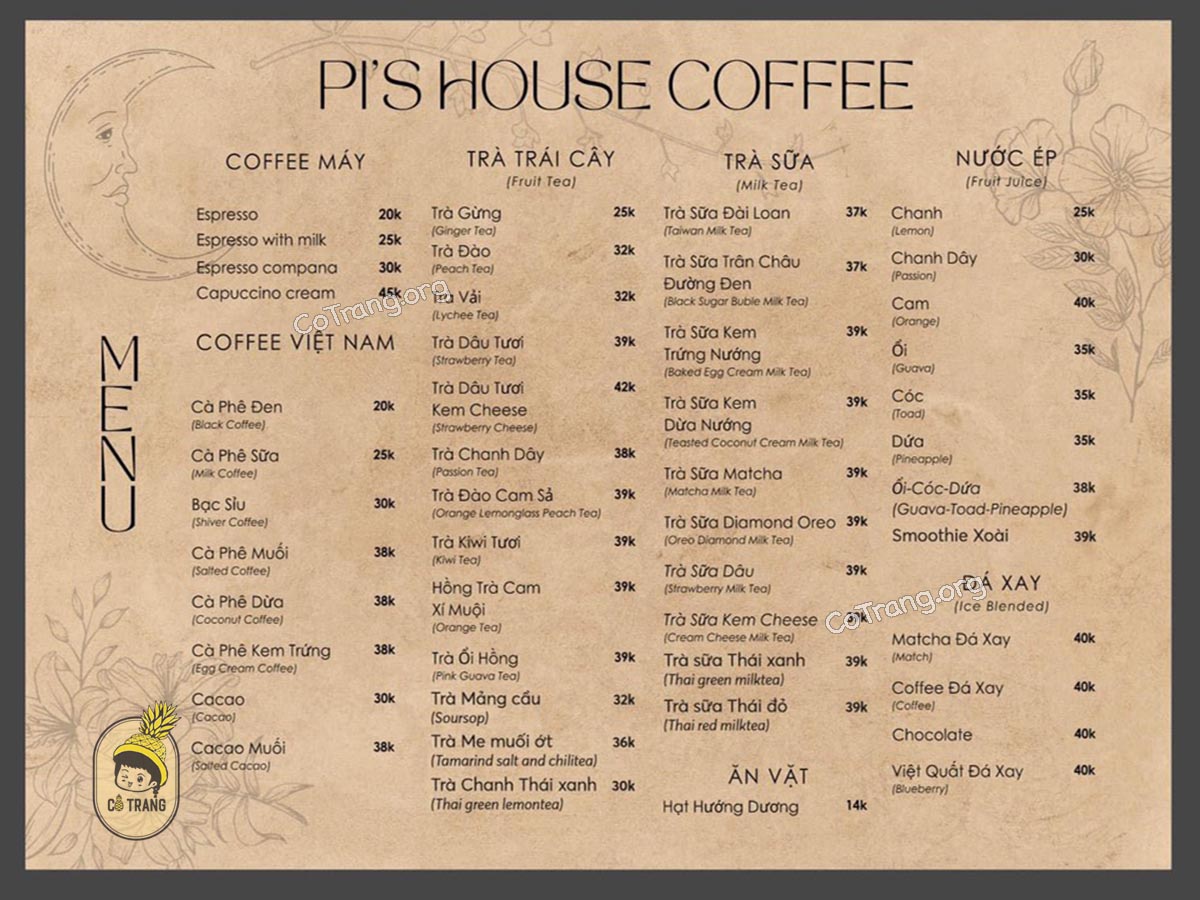 Pi’s House Coffee Đồng Hới - Quán cafe xinh xắn view cầu Nhật Lệ, menu ...